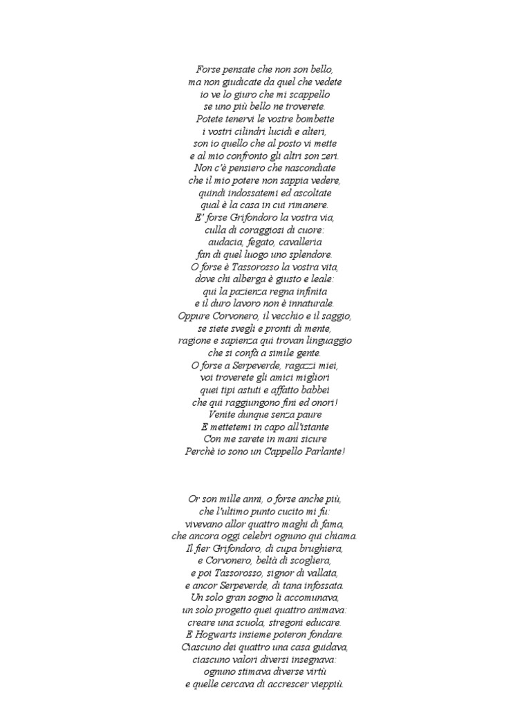 Canzoni Del Cappello Parlante | PDF