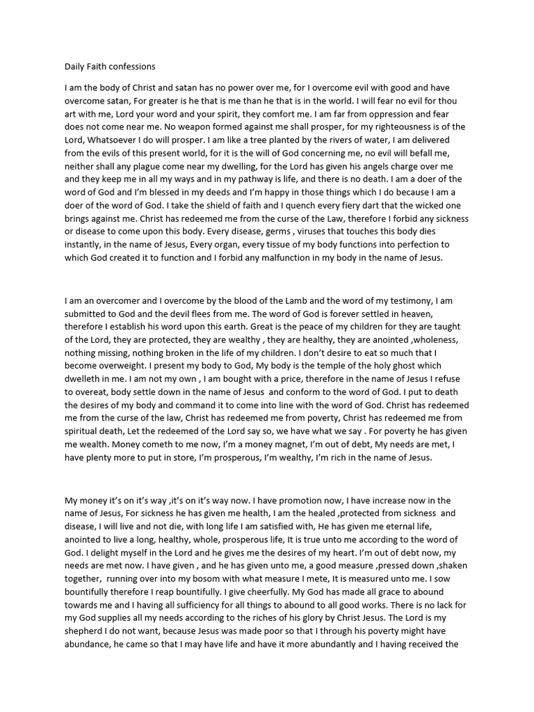 Daily Faith Confessions for Victory | PDF | Jesus | Wisdom