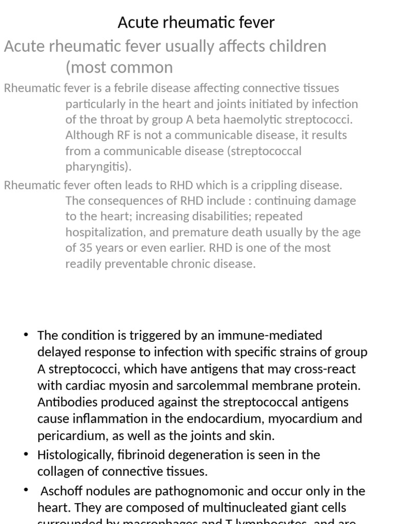 Acute Rheumatic Fever Overview and Management | PDF | Heart Valve | Heart