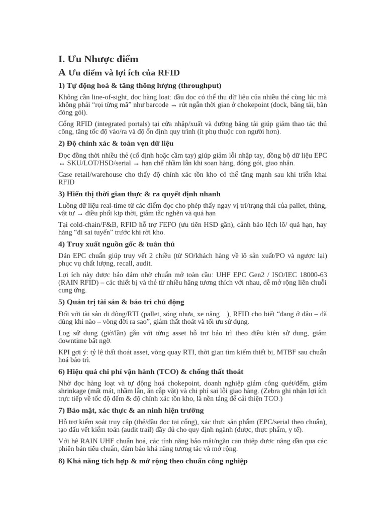 Uu Nhuoc Diem - Ung Dung Cua RFID | PDF
