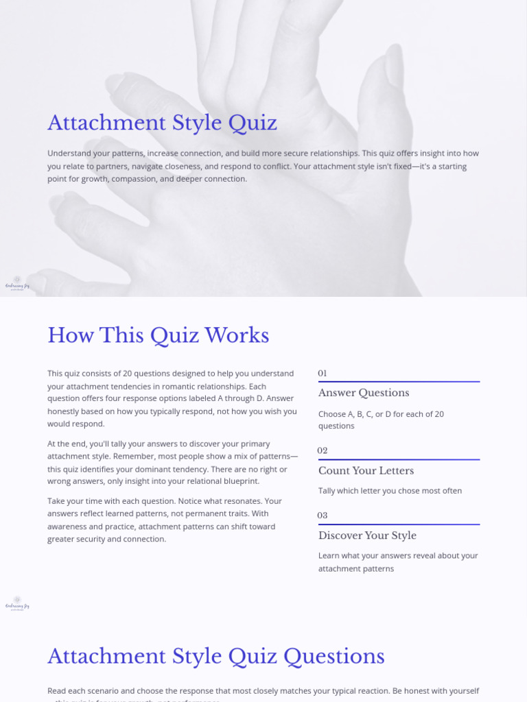 Attachment Style Quiz | PDF | Attachment Theory | Fear