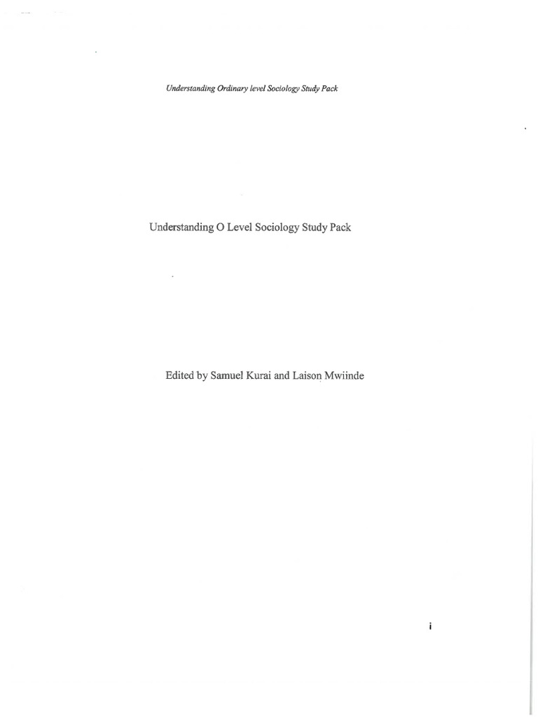 O Level Sociology Study Pack | PDF