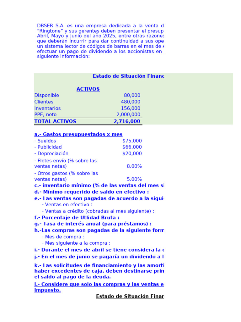 Ejercicio Presupuesto Maestro (20-11-2025) (1) | PDF | Presupuesto ...