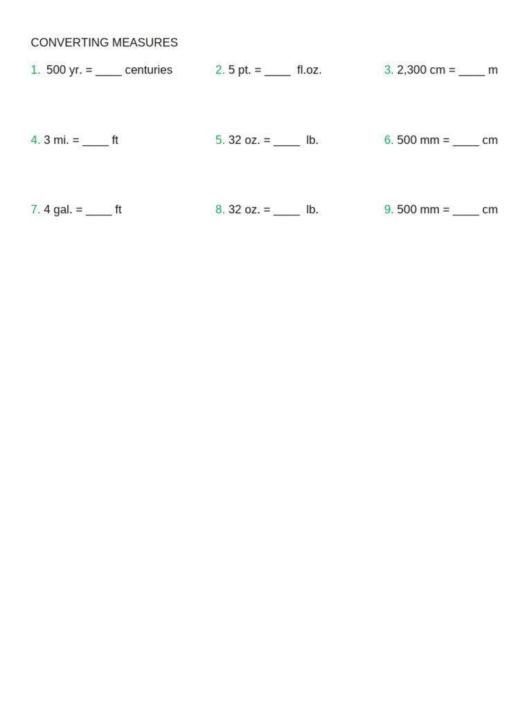 Converting Measures | PDF