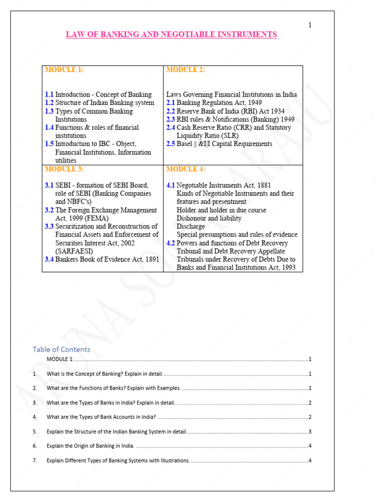Indian Banking and Financial Laws Guide | PDF | Banks | Bankruptcy