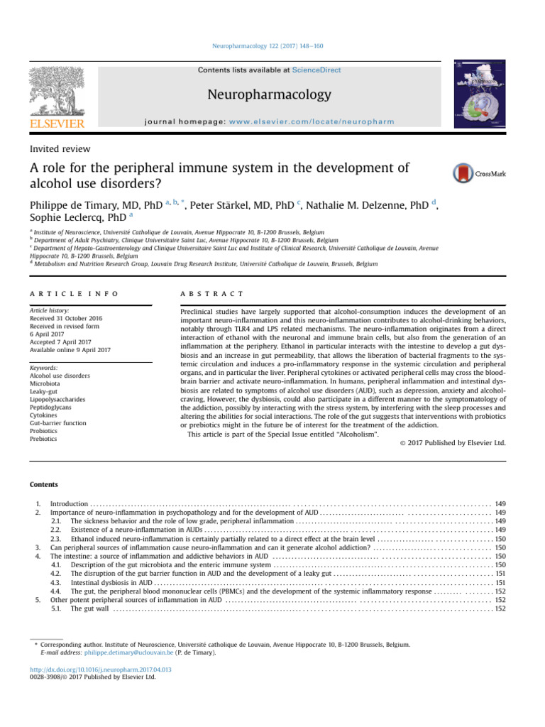 Timary Peropheral Immune System and AUD - Neuropharma2017 | PDF ...