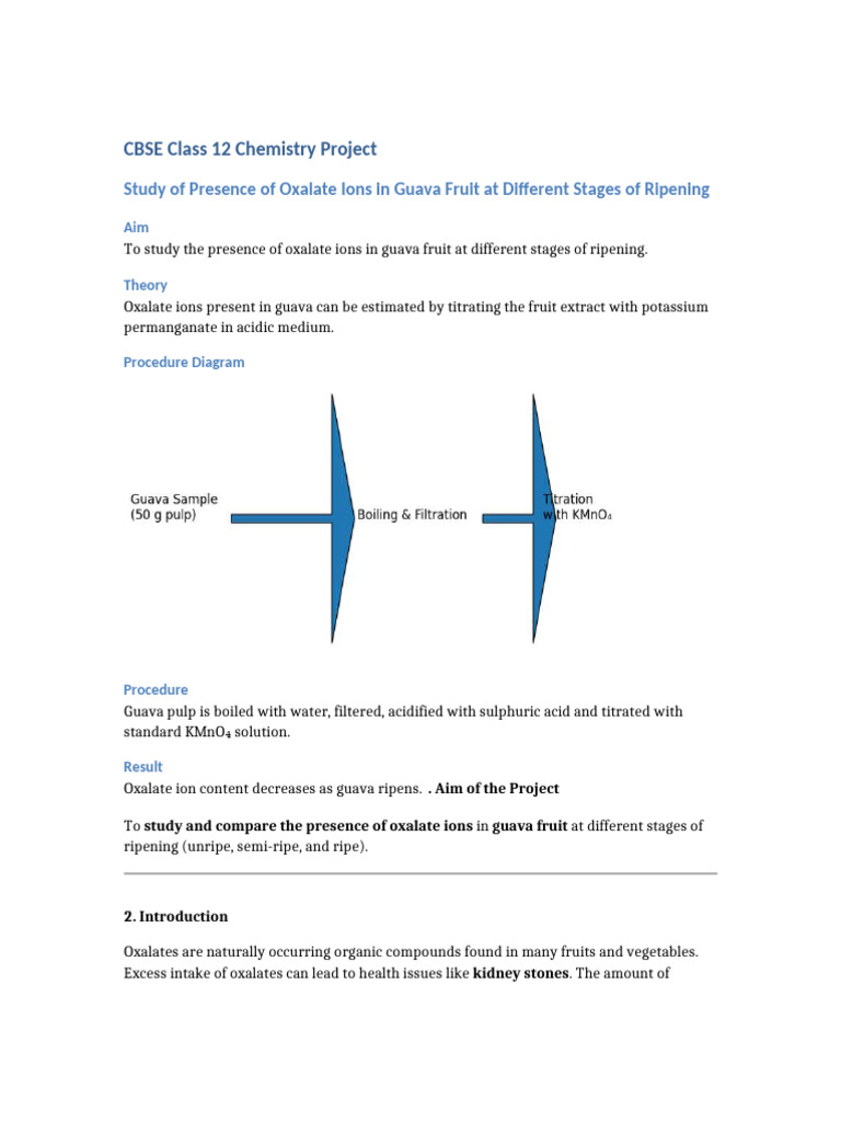 Oxalate Ion Study in Guava Ripening | PDF | Titration | Chemistry