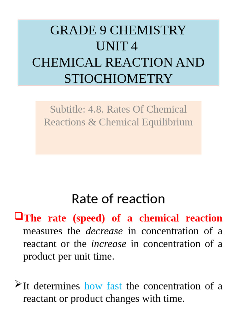 Chemical Reaction Rates & Equilibrium Guide | PDF | Reaction Rate ...