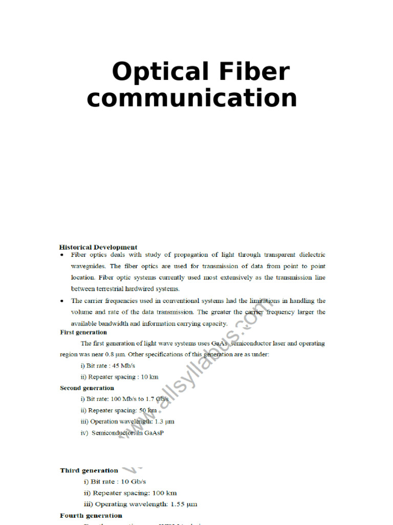 Lesson 2 Optical Fiber Communication | PDF