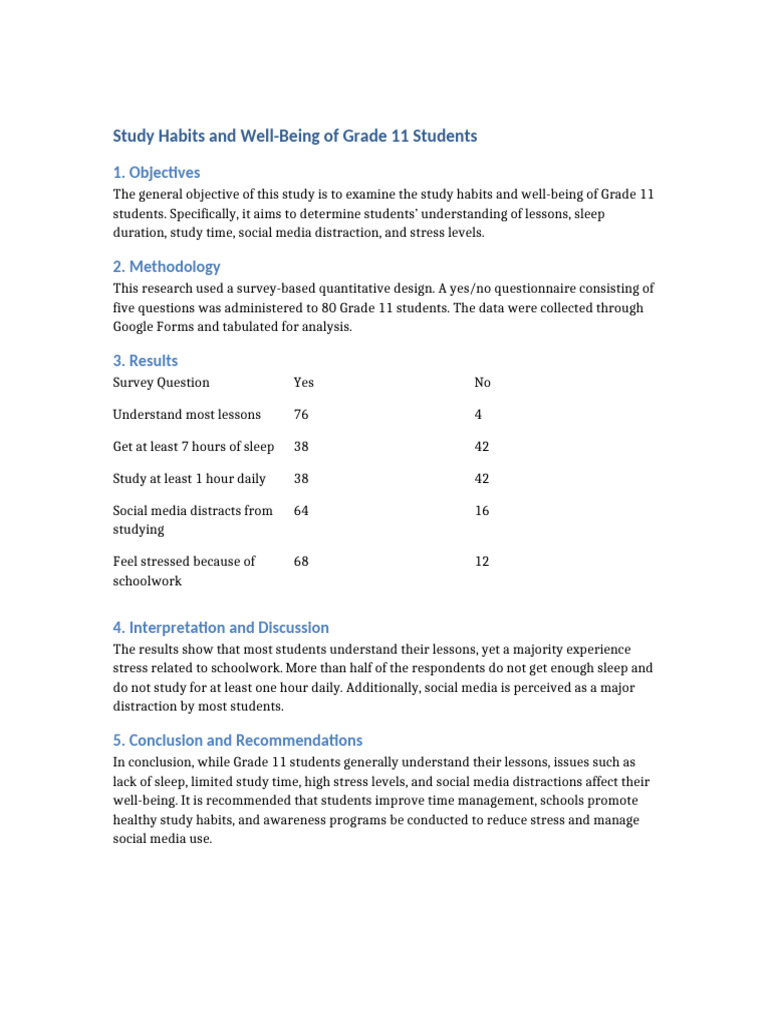 Survey Based Research Grade11 | PDF