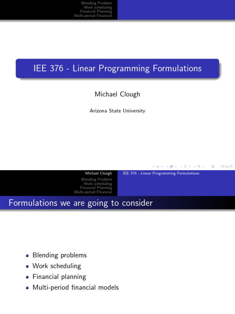 Linear Programming Formulations | PDF | Linear Programming | Interest