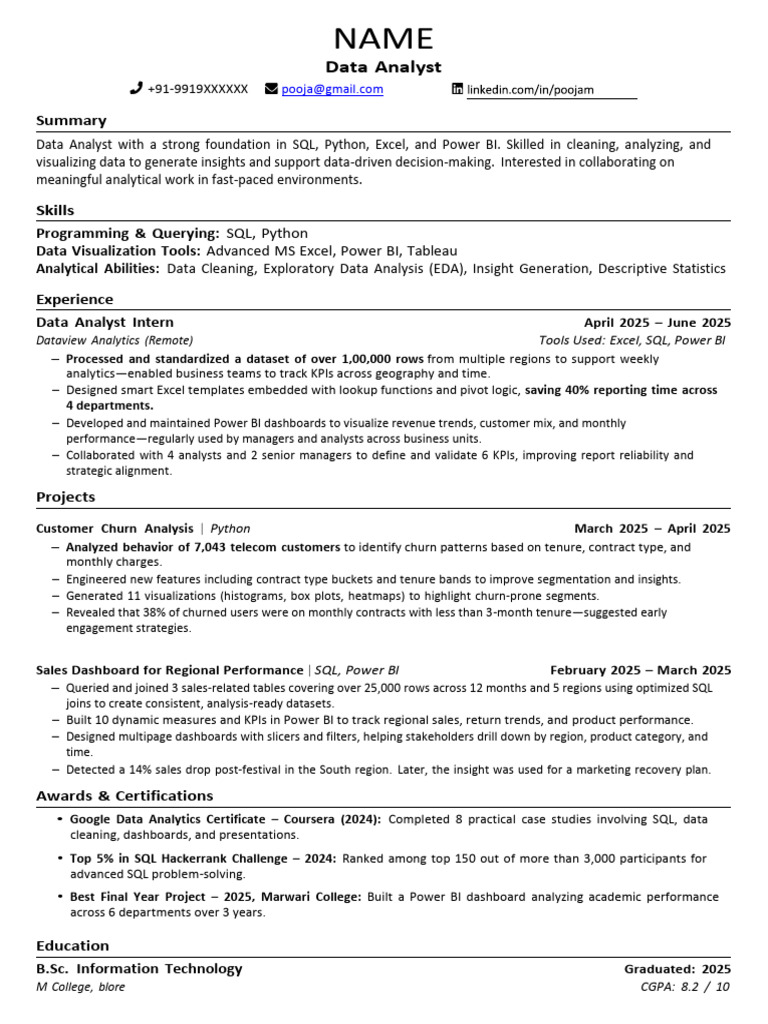 Resume Update1 | PDF | Data Analysis | Microsoft Excel