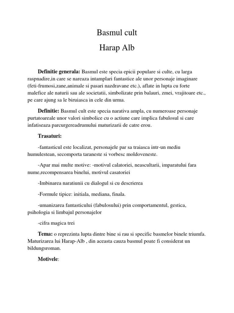 Basmul Cult Harap Alb | PDF