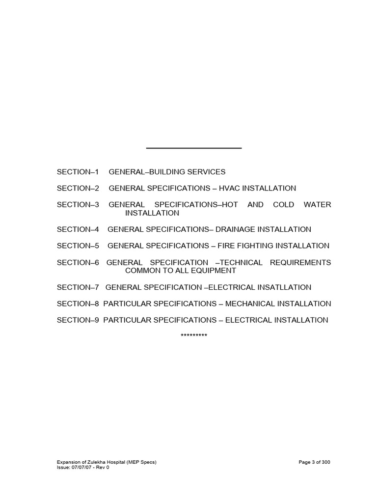 MEP Specification - Part 1 | PDF | Duct (Flow) | Specification ...