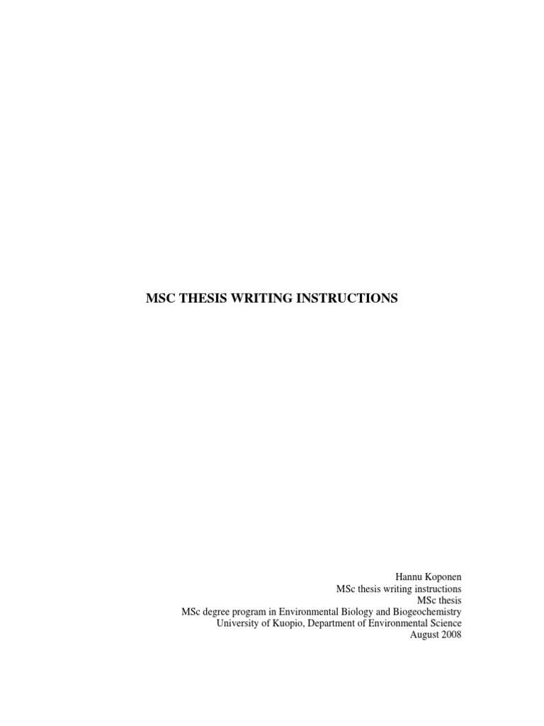 MSC Thesis Writing Instructions | PDF | Abstract (Summary) | Thesis