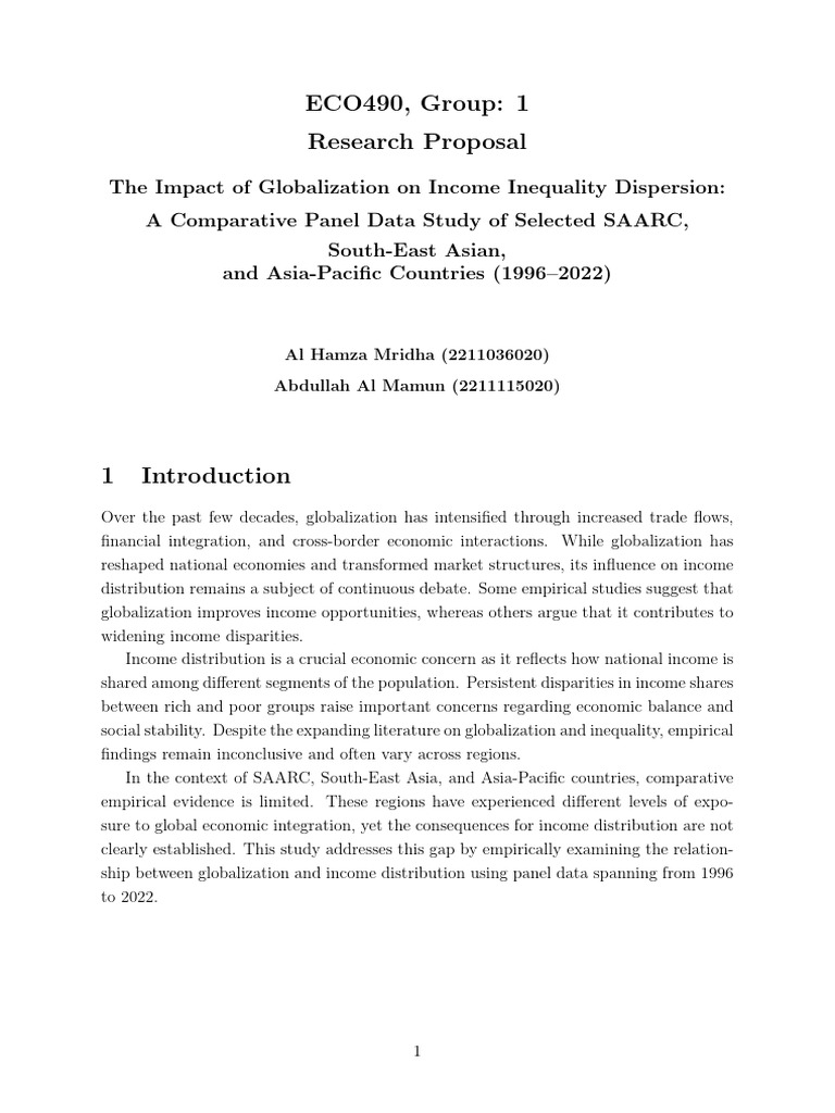 Research Proposal,(Group 01) | PDF | Income Distribution | Globalization