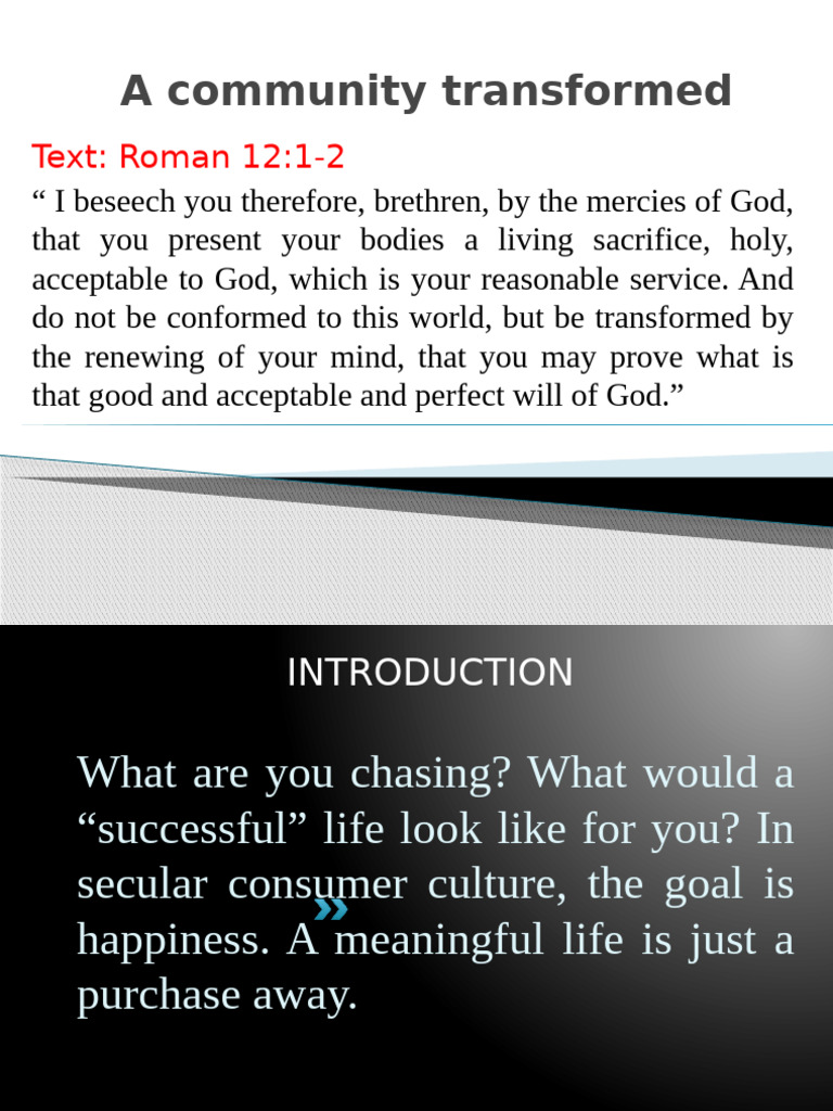 Transforming Community Through Faith | PDF | Sabbath | Religious Belief ...