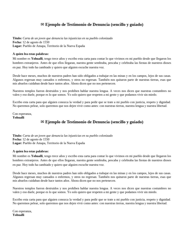 Ejemplo de Testimonio | PDF