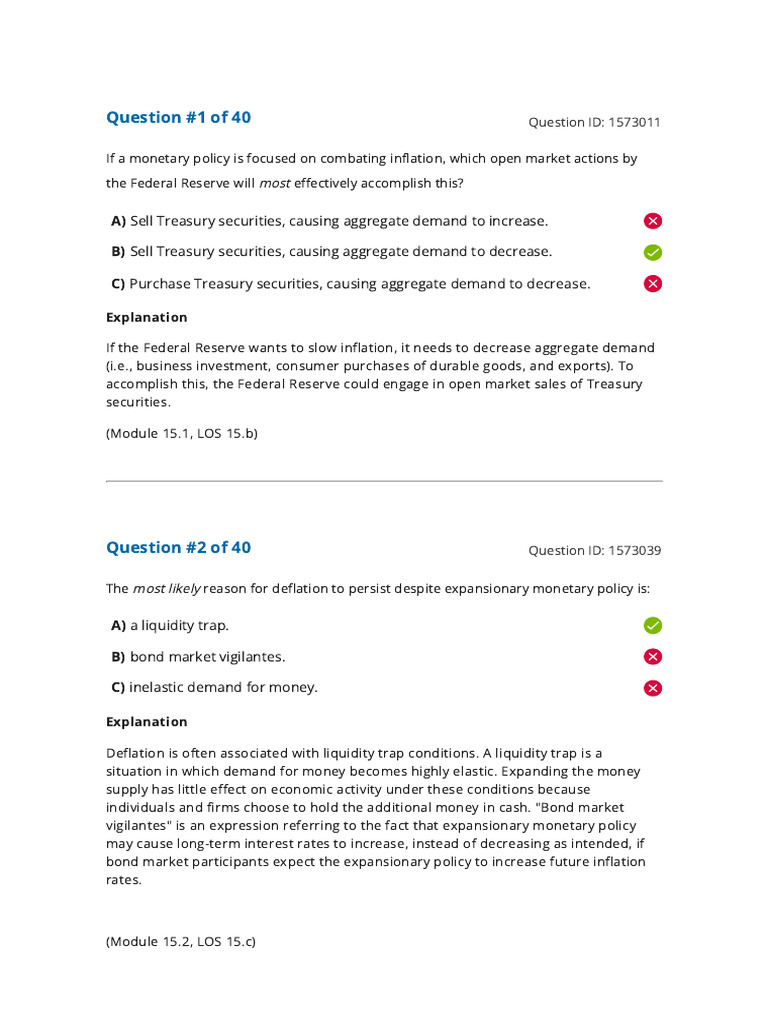 Reading 15 Monetary Policy - Answers | PDF | Monetary Policy | Inflation