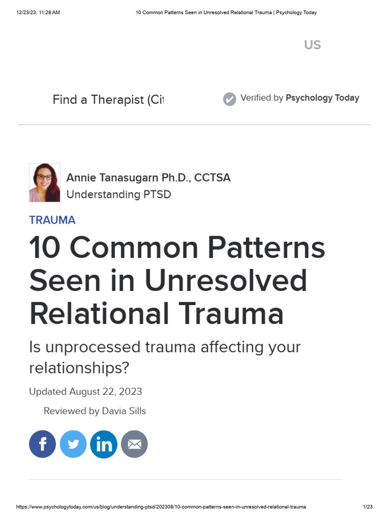 Unresolved Relational Trauma Patterns | PDF | Psychological Trauma | Shame