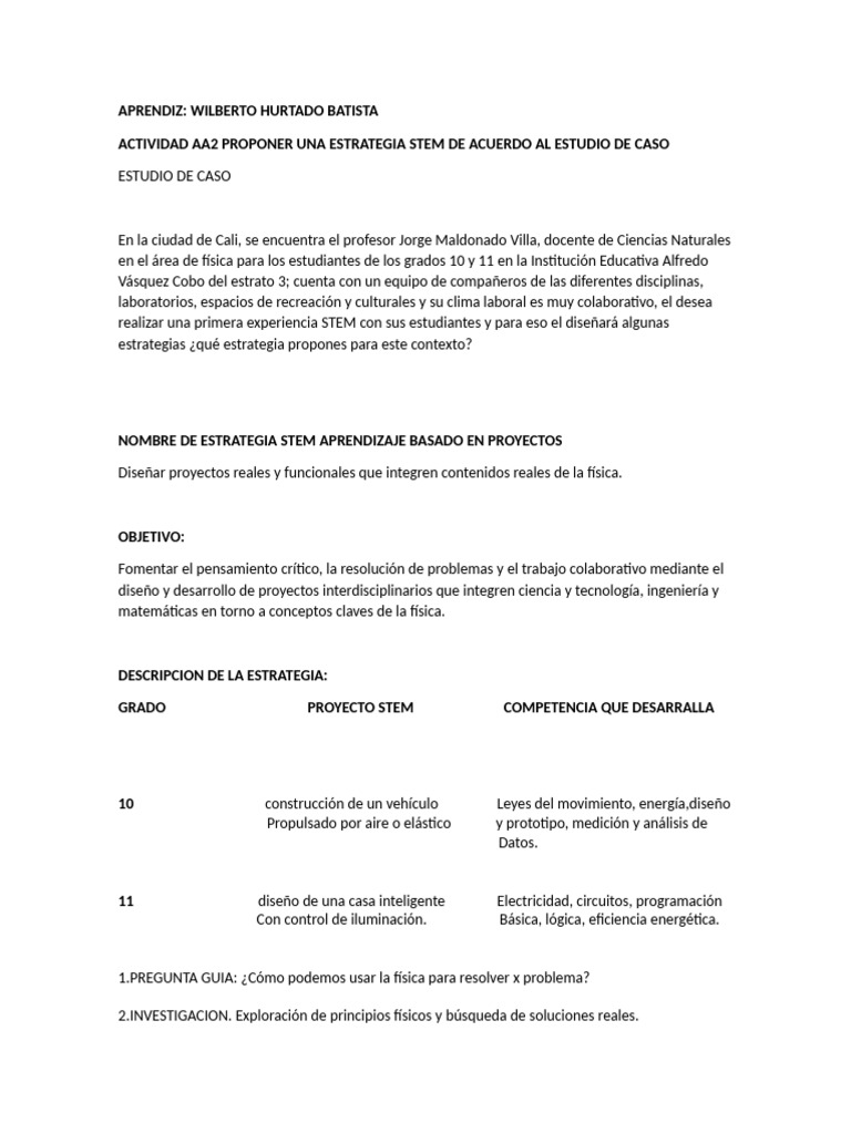 Actividad Aa2 Proponer Una Estrategia Stem de Acuerdo Al Estudio de ...