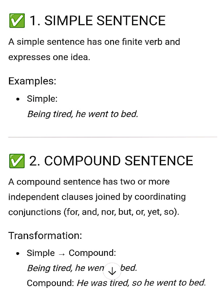 Transformation of Sentences | PDF