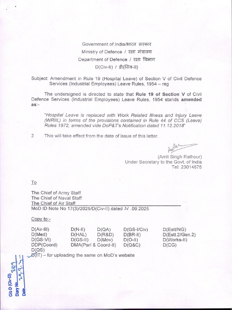 Amendment Rule 19 of Section V Civil Defence Services | PDF