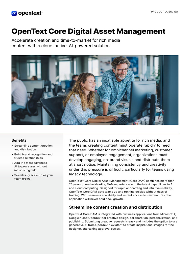 OpenText Core DAM: AI-Powered Asset Management | PDF | Metadata | Cloud ...
