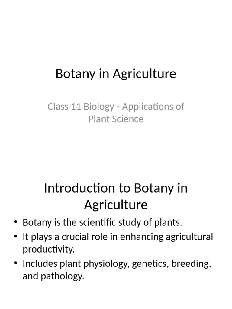 Botany in Agriculture Class11 | PDF