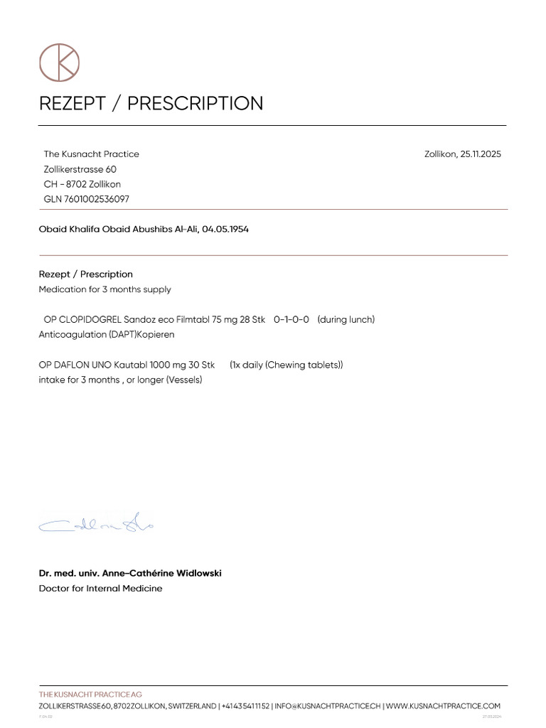 Rezept - Prescription, Obaid Khalifa Obaid Abushibs Al-Ali, 04.05.1954 ...