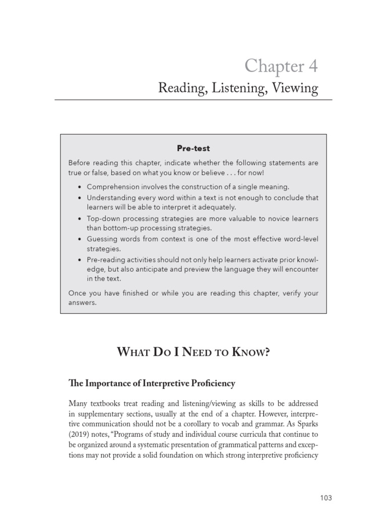 Enhancing Interpretive Proficiency in Language Learning | PDF | Reading ...