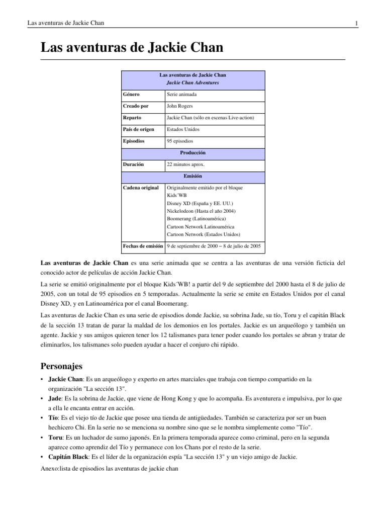 Las Aventuras de Jackie Chan | PDF | Entretenimiento (general) | Ocio