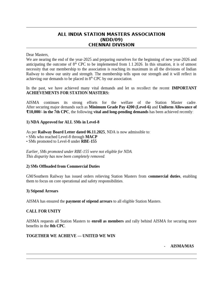 AISMA Achievements for Station Masters 2025 | PDF