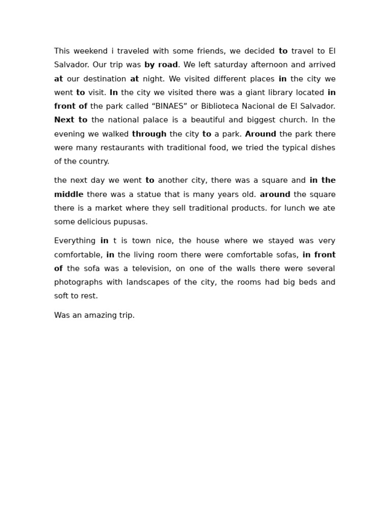 Prepositions Story | PDF