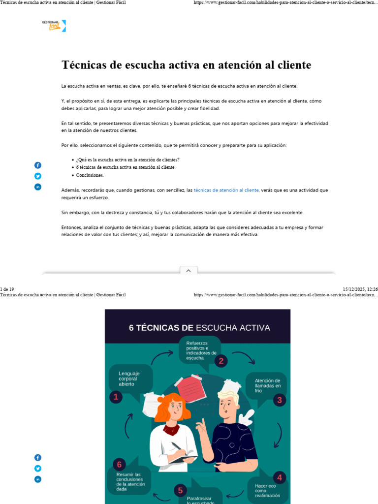 Escucha Activa: 6 Técnicas Clave | PDF | Servicio al Cliente | Ventas