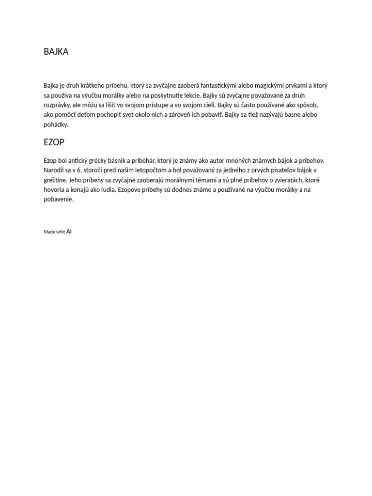 Bajka Ezop | PDF