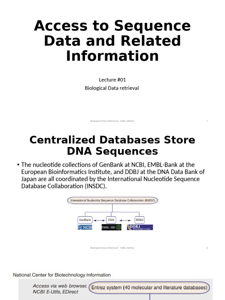 Biological Data Ret Lec 01 | PDF | Dna Sequencing | Gen Bank