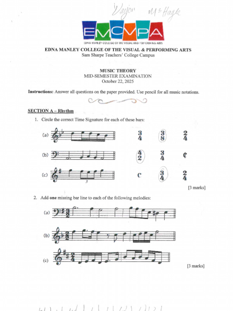 FMLP - Music Theory Mid-Semester Exam | PDF
