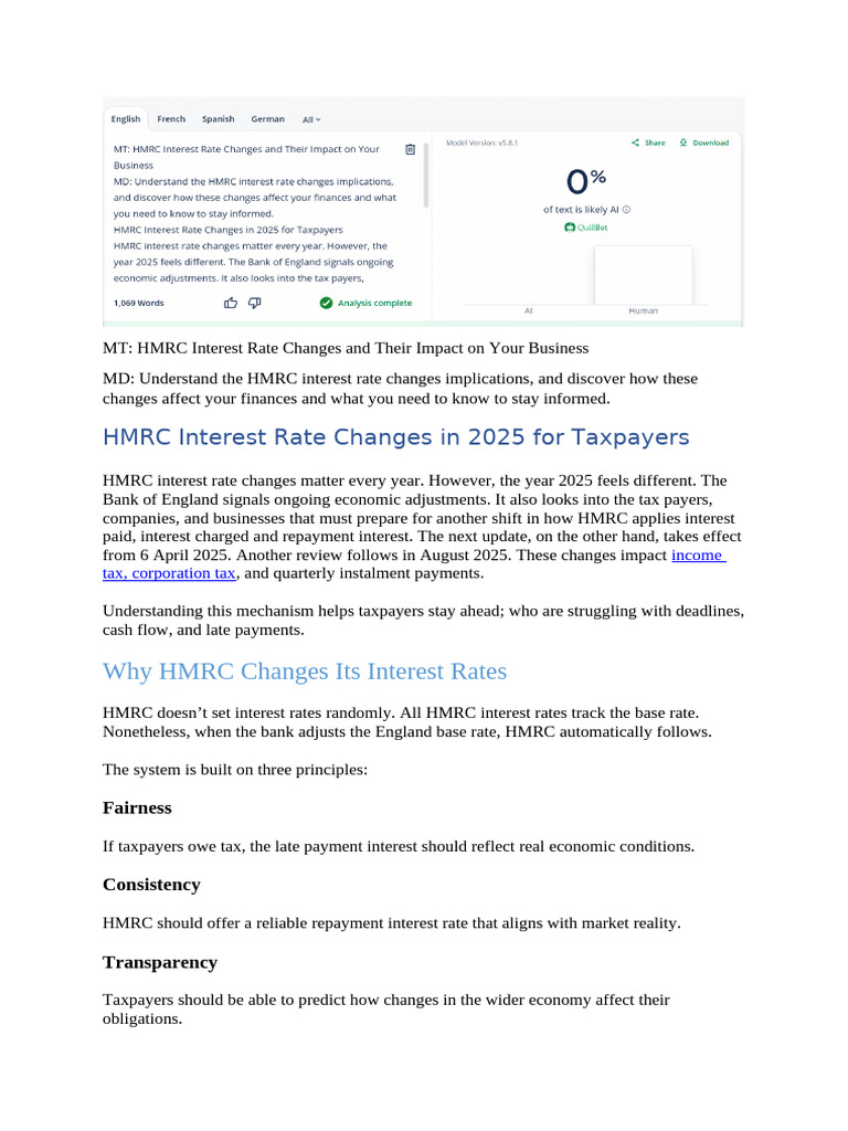 HMRC Interest Rate Changes | PDF | Taxes | Interest