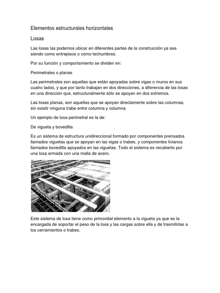 Elementos Estructurales Horizontales | Columna | Hormigón