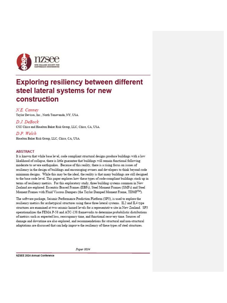 Exploring Resiliency Between Different Steel Lateral Systems For New ...