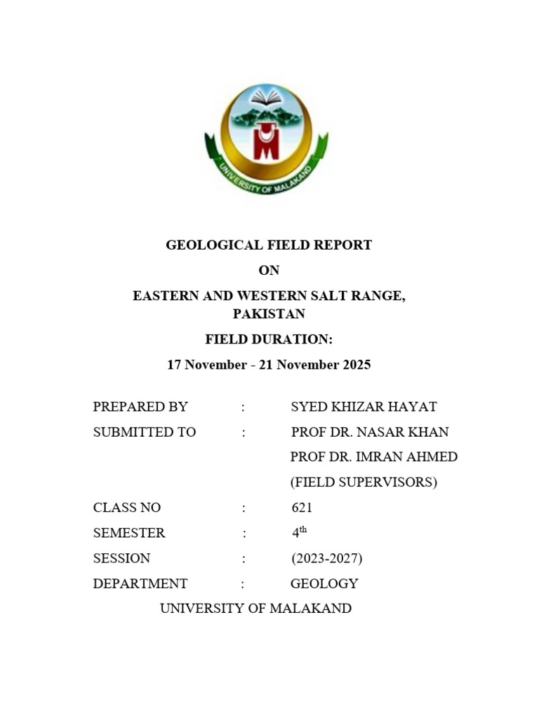 Geological Field Report: Salt Range, Pakistan | PDF | Geological ...