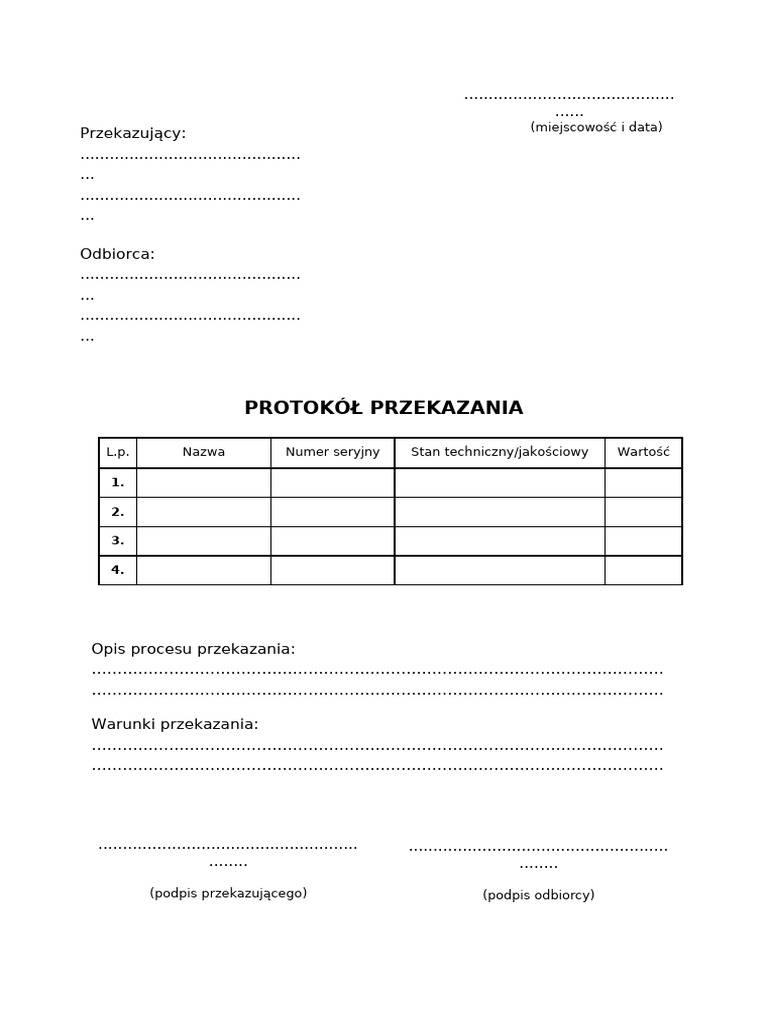 Protokol Przekazania | PDF
