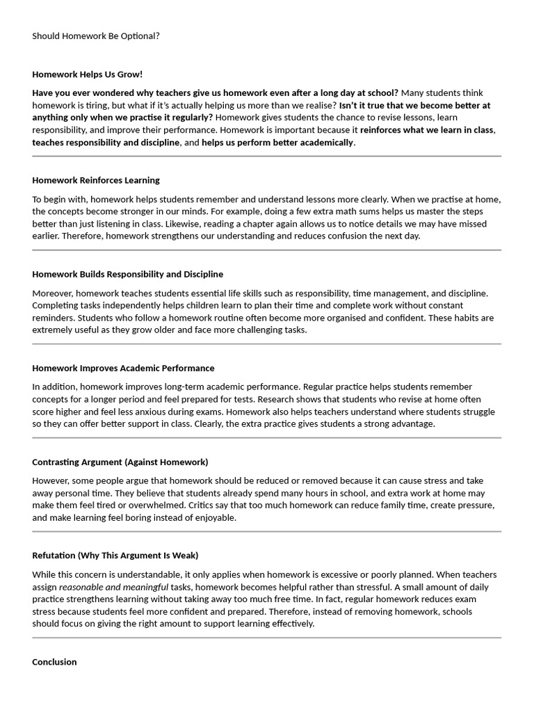 The Importance of Homework in Education | PDF | Homework | Learning