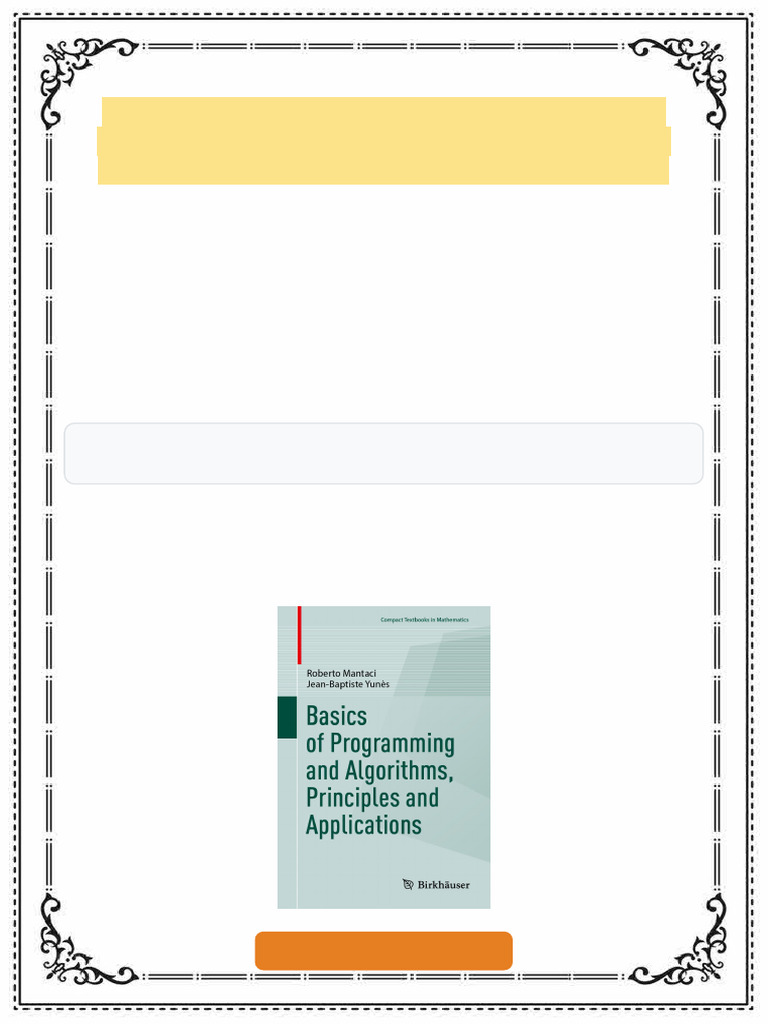 Basics of Programming and Algorithms Principles and Applications 2024th ...