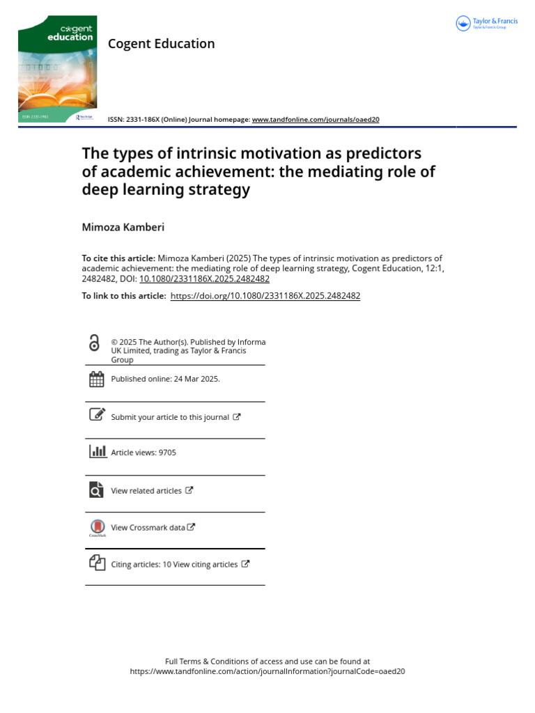 The Types of Intrinsic Motivation As Predictors of Academic Achievement ...