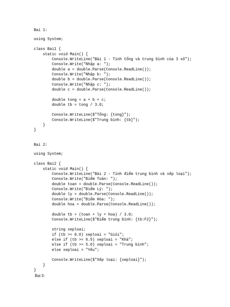 BT LapTrinh CSharp Solutions | PDF