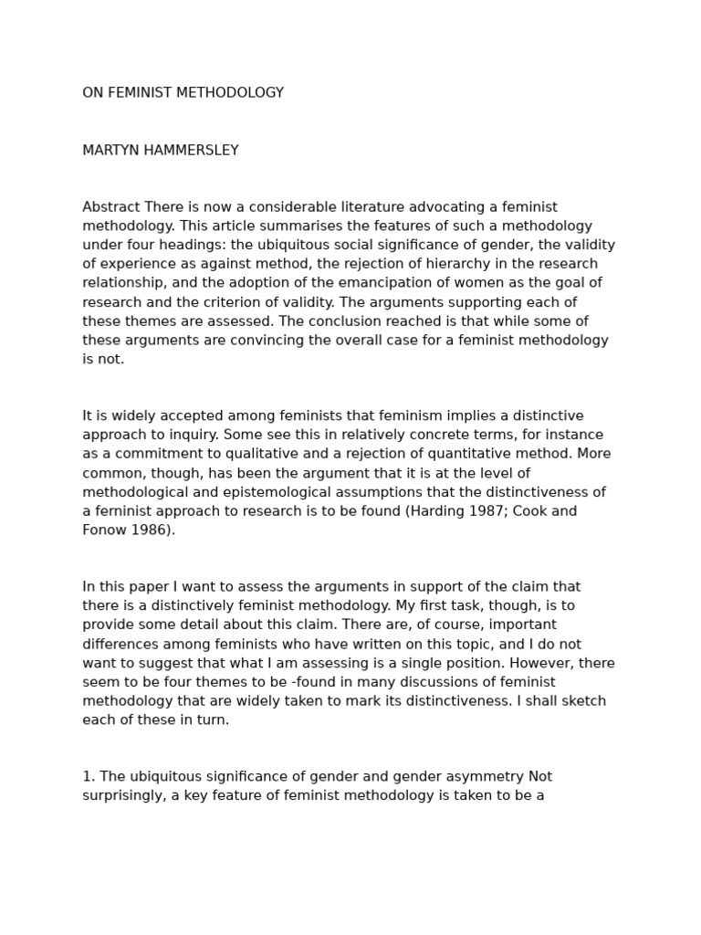 Understanding Feminist Methodology | PDF | Gender Studies | Feminism