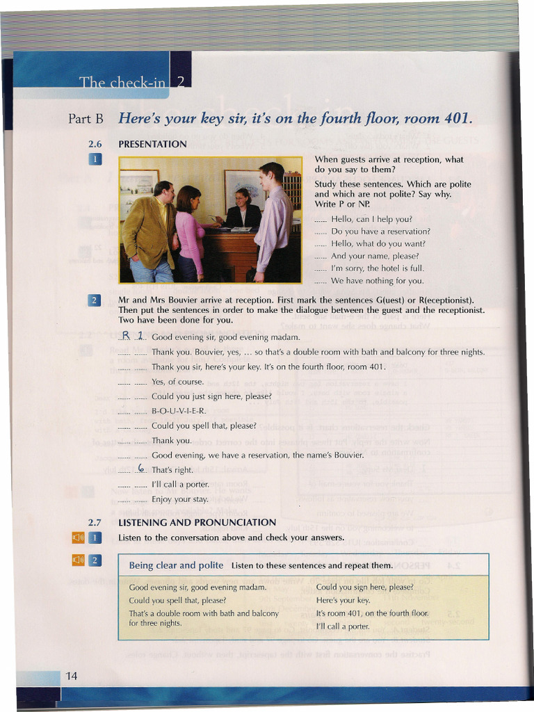 Hotel Reception Dialogue Practice | PDF