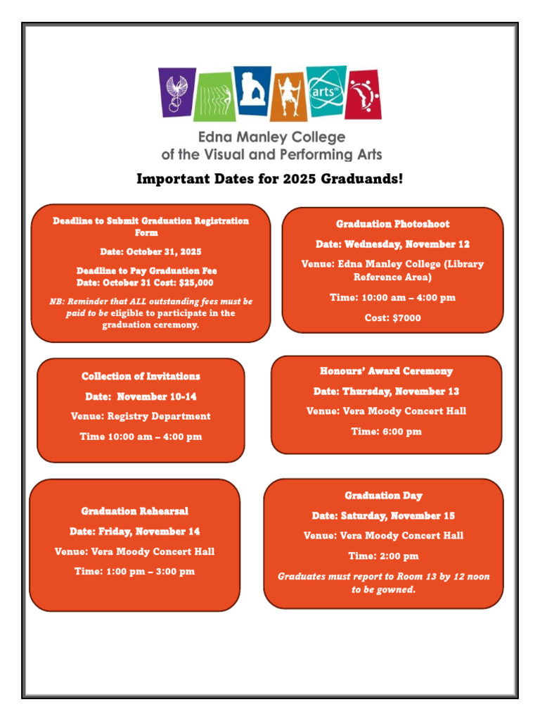 2025 Graduation Important Dates Guide | PDF